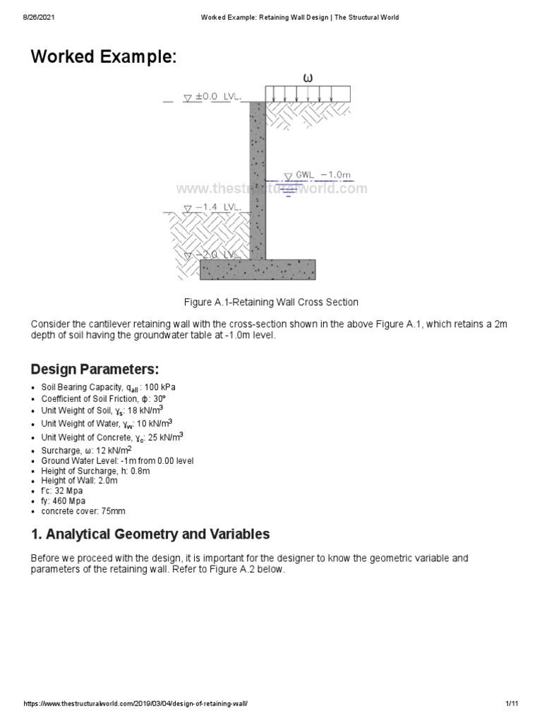 Concrete Retaining Wall Design