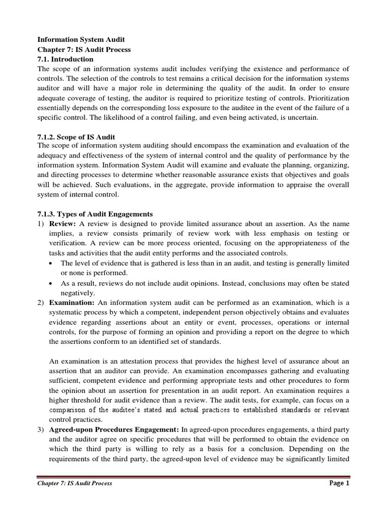 Chapter 7 IS Audit Process | PDF | Audit | Internal Control
