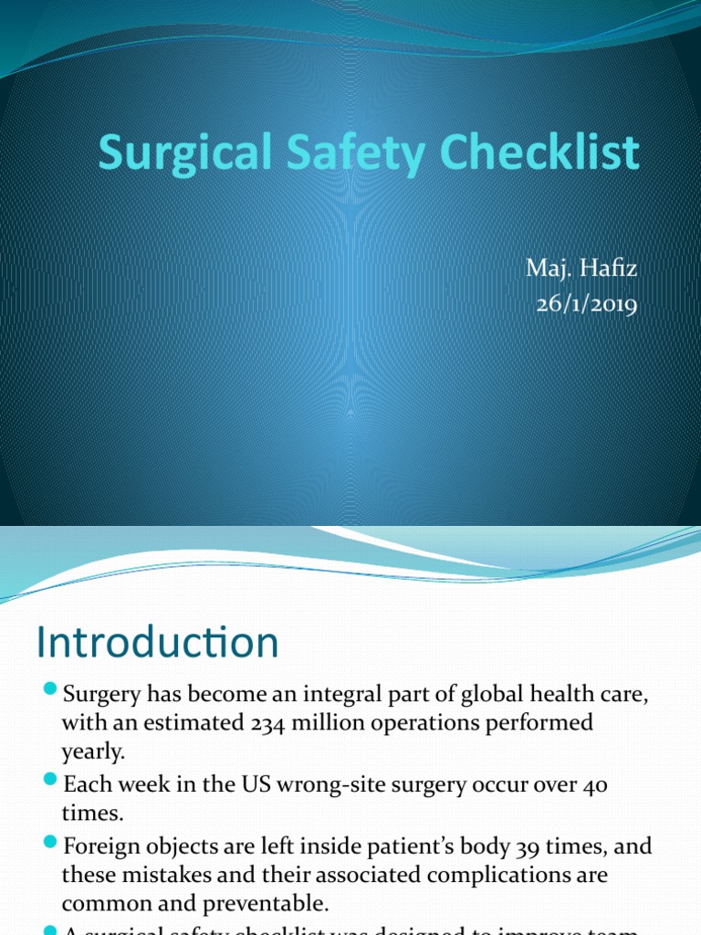 Surgical Safety Checklist | PDF | Surgery | Anesthesia