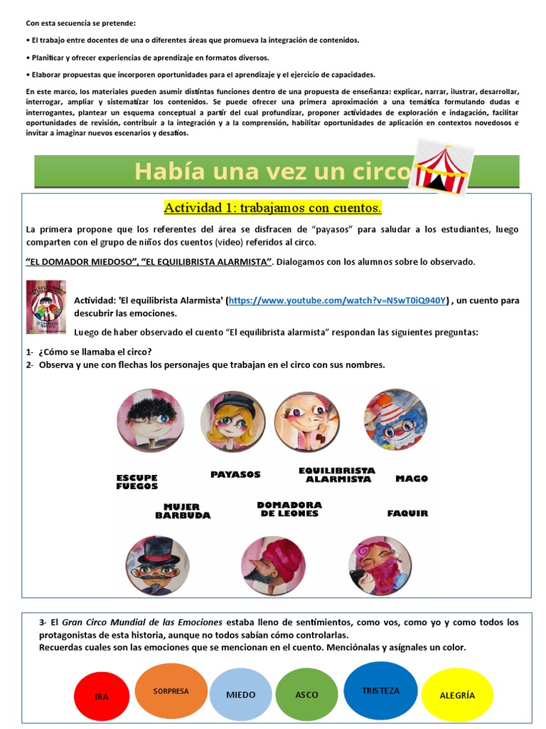 Cuentos y Actividades del Circo Infantil | PDF | Las emociones | Payaso