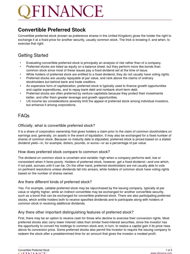 Convertible Preferred Stock | PDF | Preferred Stock | Stocks