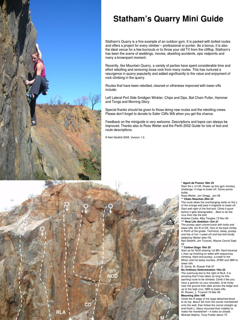 Statham's Quarry Mini Guide: © Neil Gledhill 2008. Version 1.0 | PDF ...