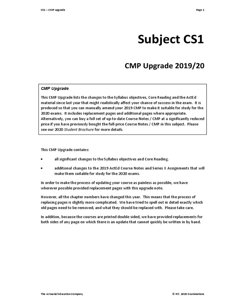 CS1 CMP Upgrade 2020 | Download Free PDF | Probability Distribution ...
