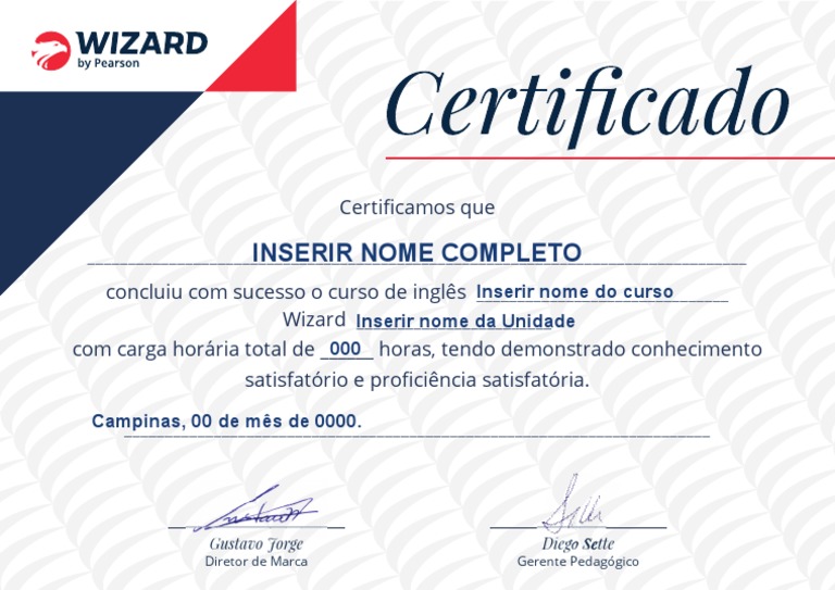 Certificado de Conclusão de Curso de Inglês com Sucesso | PDF