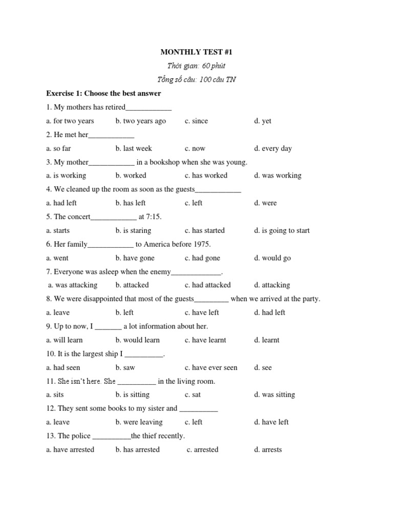 Monthly Test 1 g10 | PDF