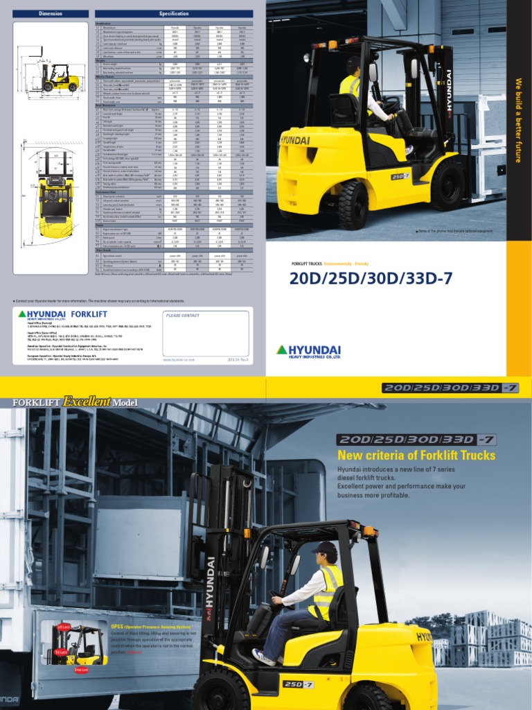 20D/25D/30D/33D-7: Dimension Specification | PDF | Forklift | Truck
