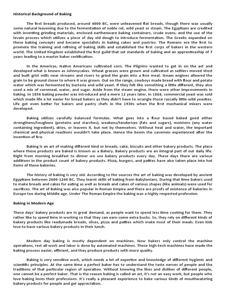 Baking History, Tools and Equipment | PDF | Baking | Breads