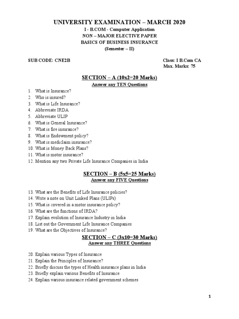 BASICS OF INSURANCE - Question & Answers | PDF | Insurance | Life Insurance