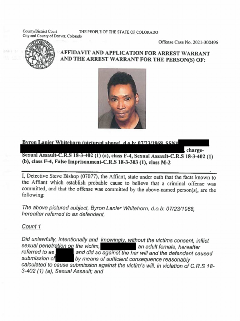 Byron Whitehorn Arrest Affidavit | PDF