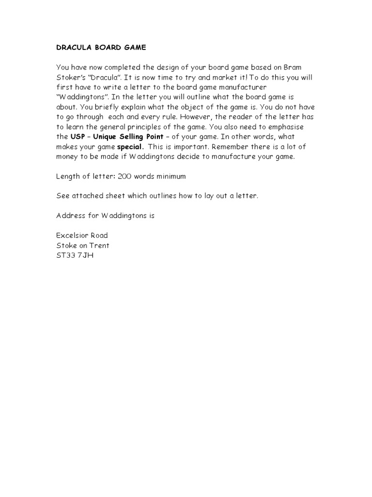 Dracula Board Game | PDF