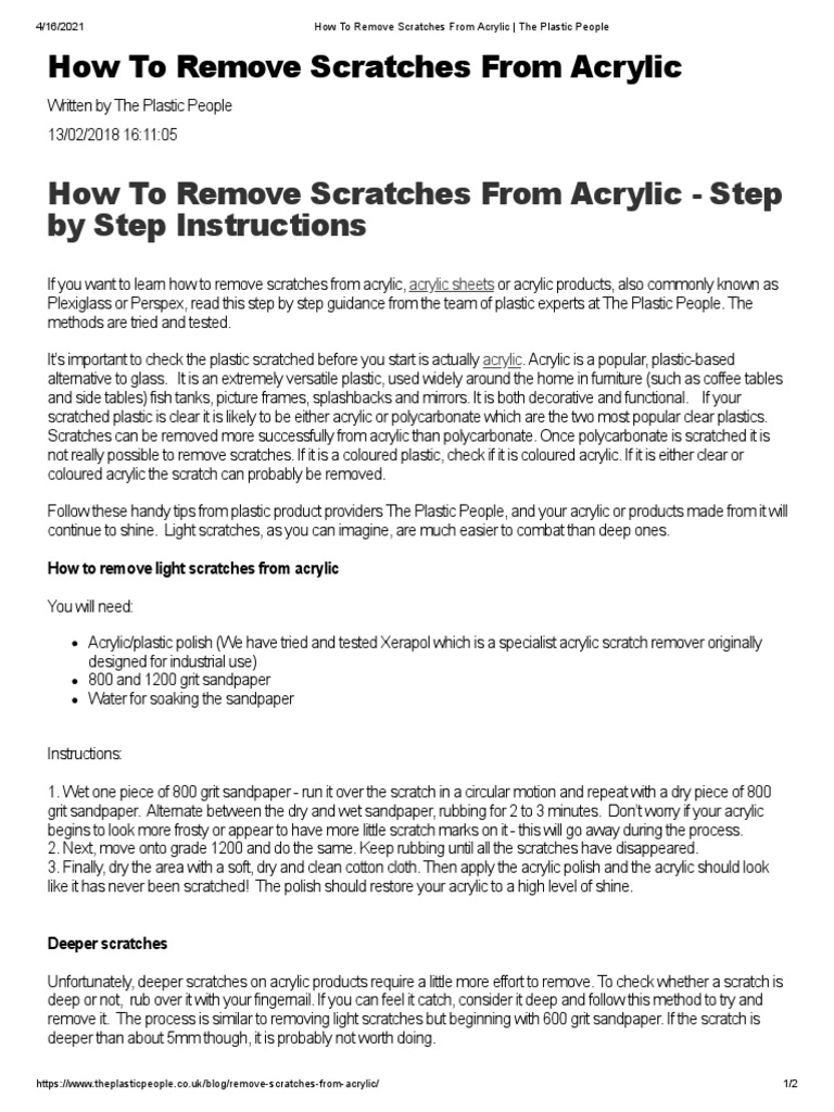How To Remove Scratches From Acrylic - The Plastic People | Download ...