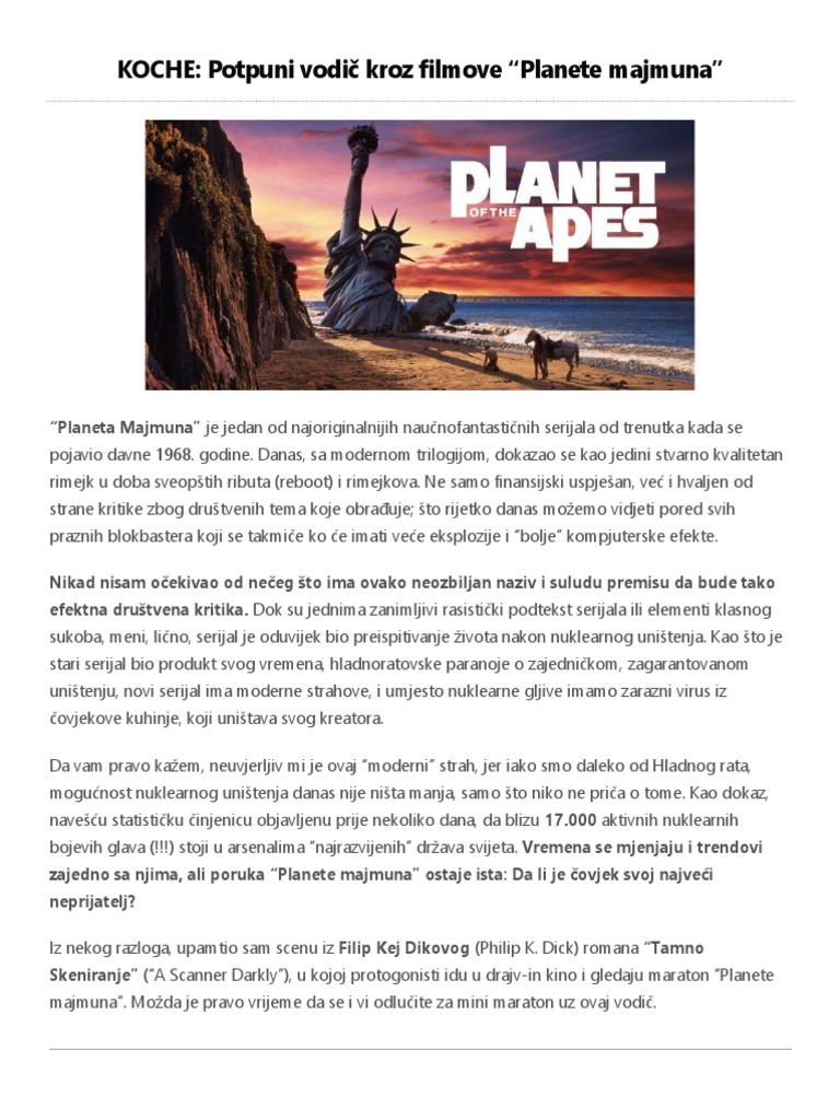 Planet Majmuna Filmovi | PDF