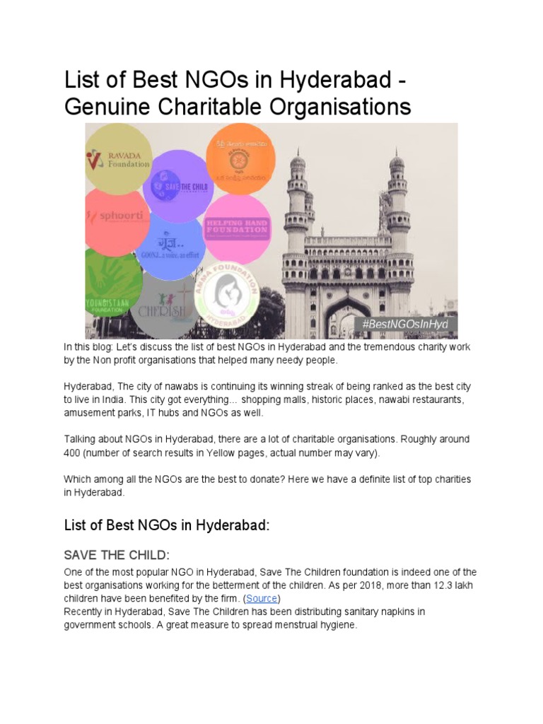 List of Best NGOs in Hyderabad - Genuine Charitable Organisations | PDF ...