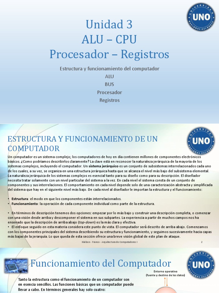Unidad 3 - ALU, CPU, Procesador, Registros | PDF | Unidad Central de ...