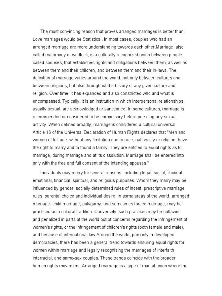 Arrange Marriage Vs Love Marriage | PDF | Marriage | Social Conventions