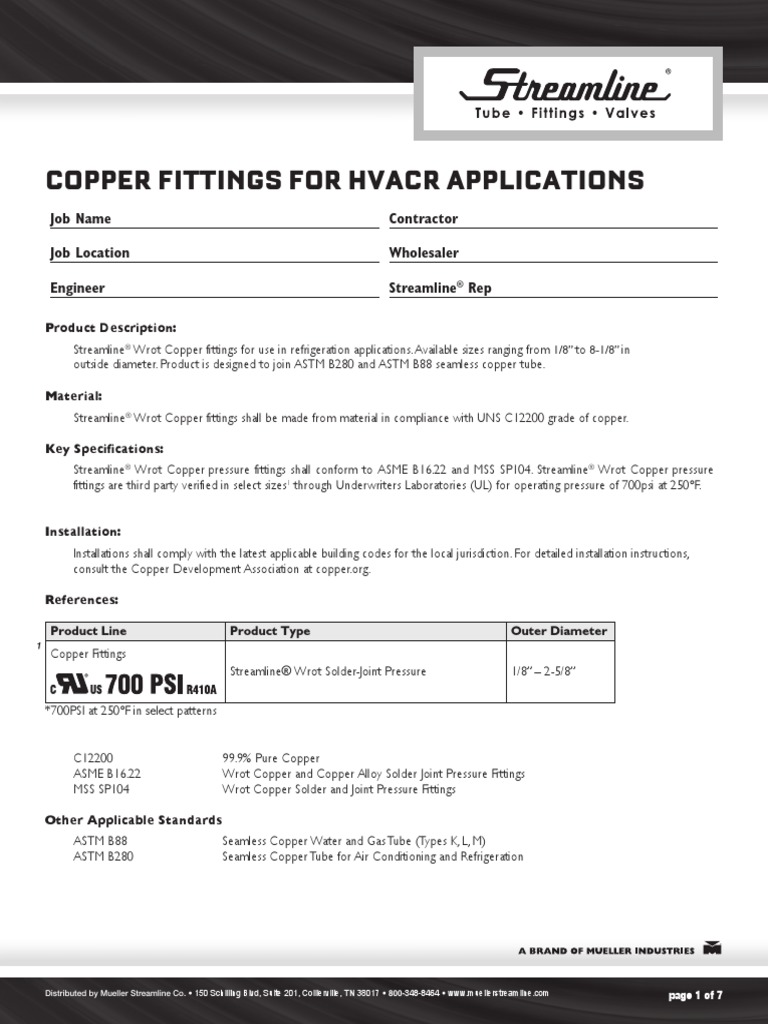 Copper Fittings For HVACR Applications 082820 | PDF | Pipe (Fluid ...