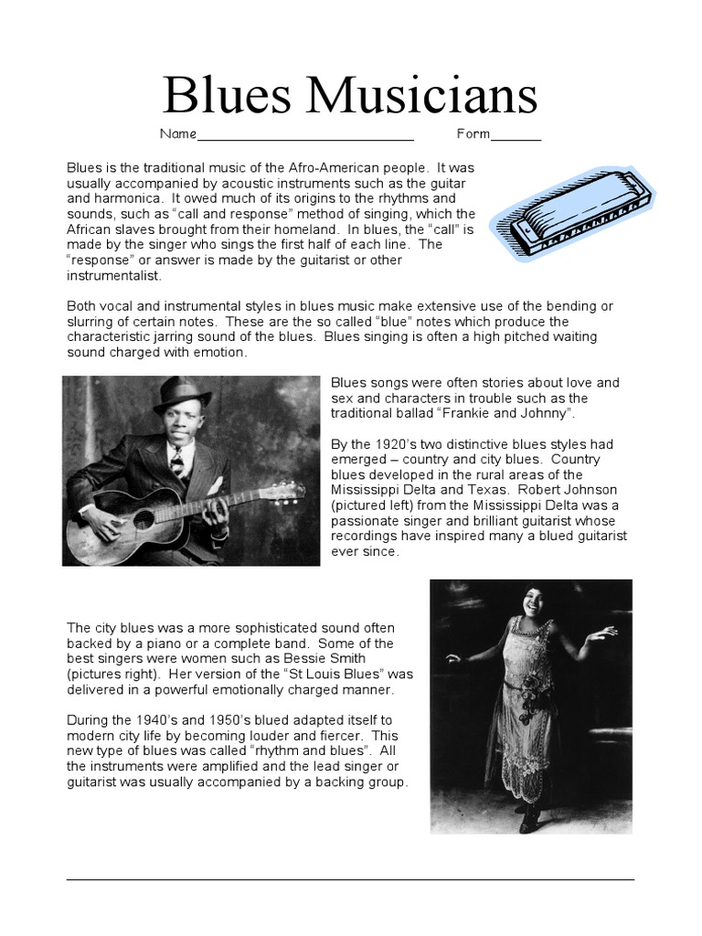 Year 7 - The Blues - Resource Sheet 2 | PDF | Blues | Singing
