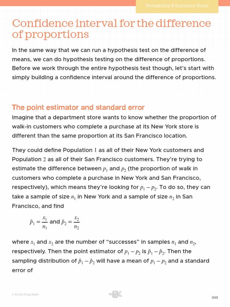 Confidence Interval For The Difference of Proportions | PDF ...