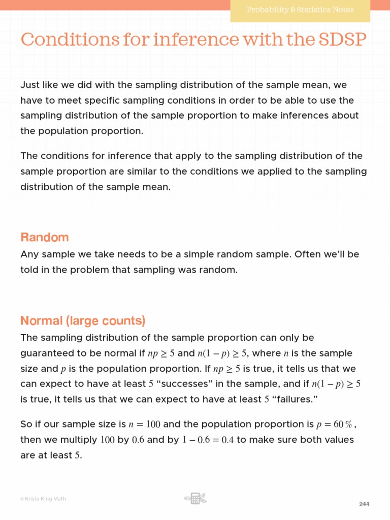 Conditions For Inference With The SDSP: Random | PDF | Mean | Applied Mathematics