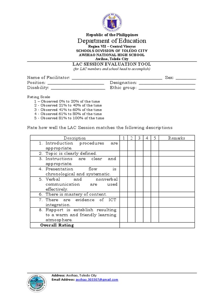 LAC Session Evaluation Tool | PDF