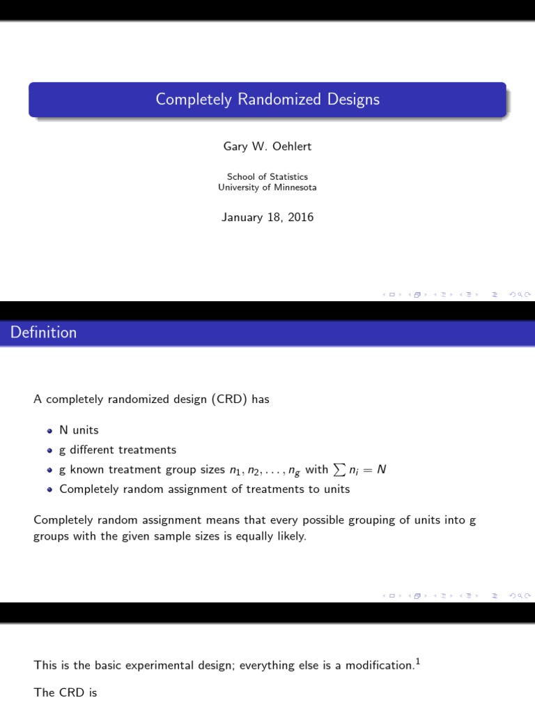 Completely Randomized Designs: Gary W. Oehlert | Download Free PDF ...