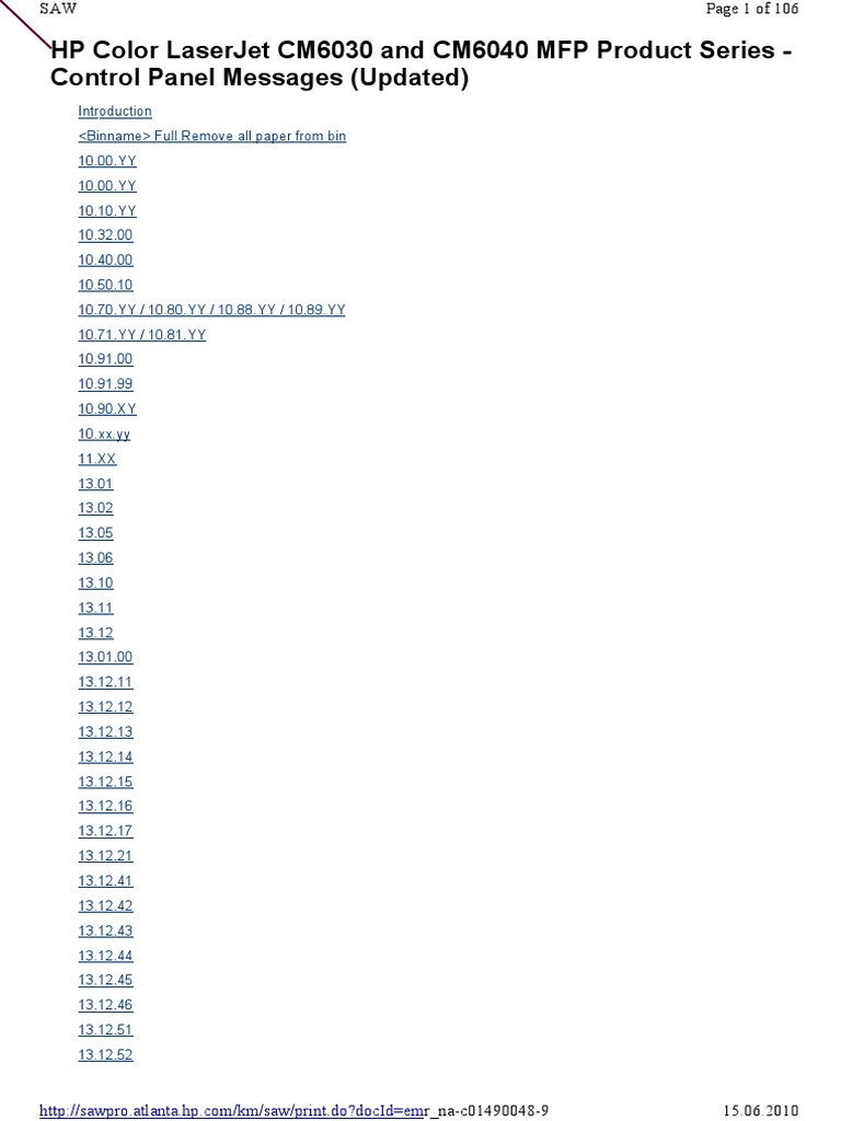 HP Color Laserjet Cm6030 and Cm6040 MFP Product Series - Control Panel ...