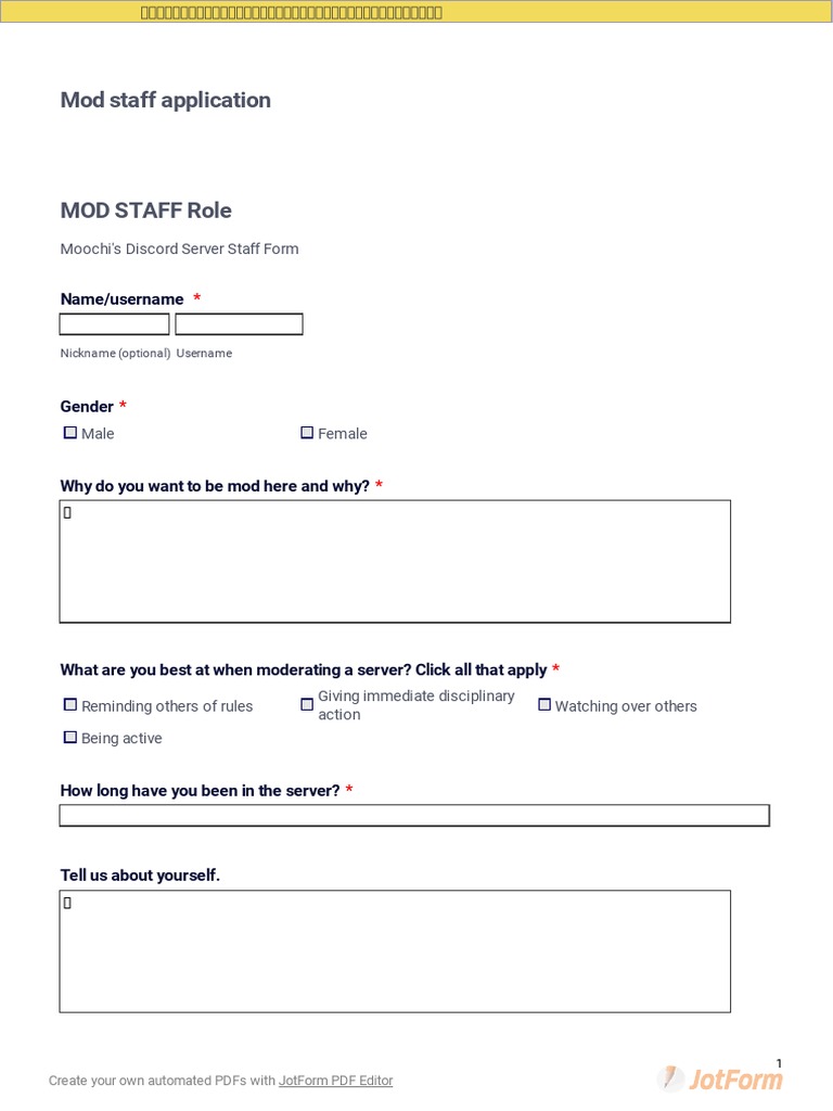 Discord Staff Application | PDF