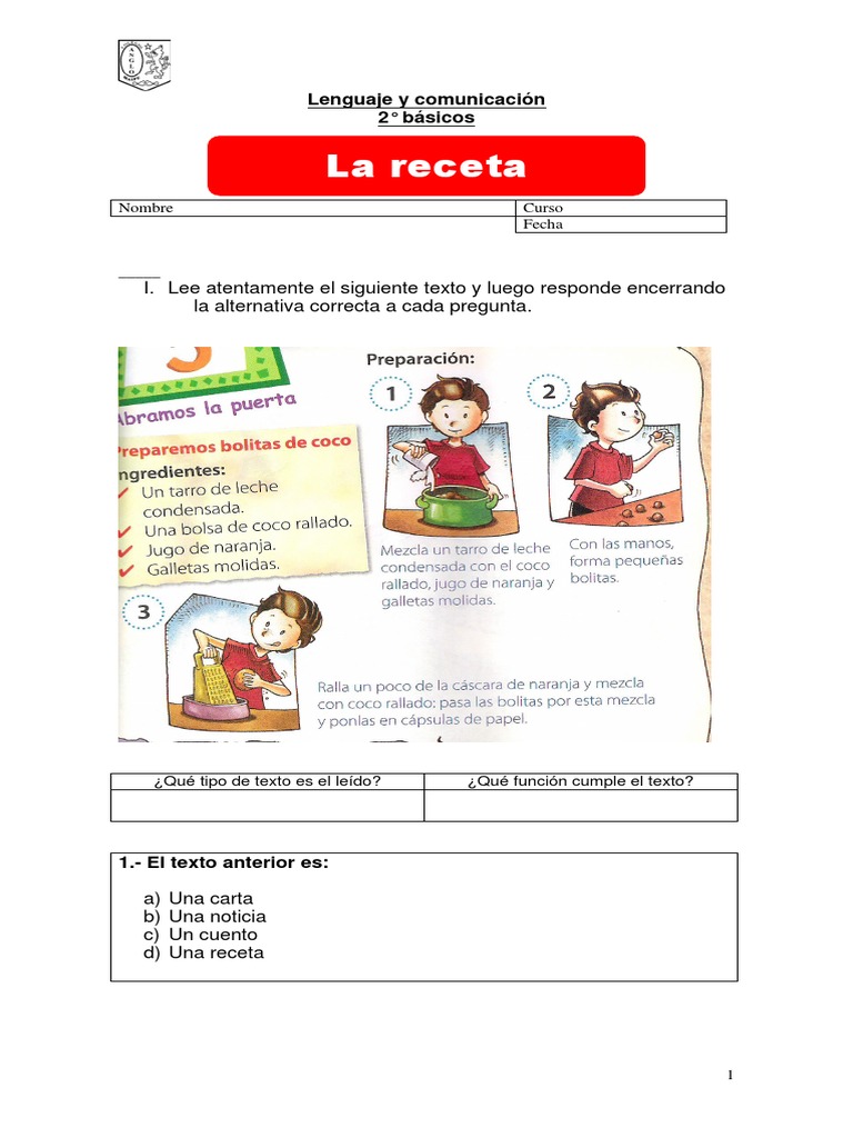 Guía Clase 9 La Receta | PDF | Artes del Lenguaje y Comunicación