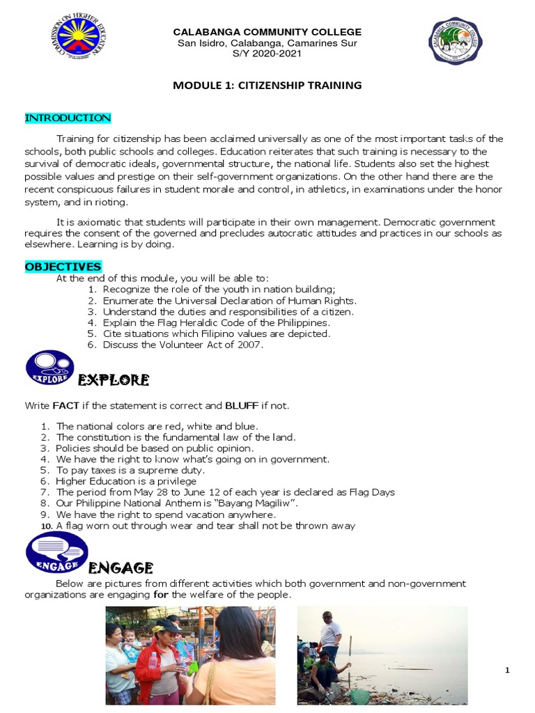 Module 1 - Citizenship Training | PDF | Volunteering | Citizenship