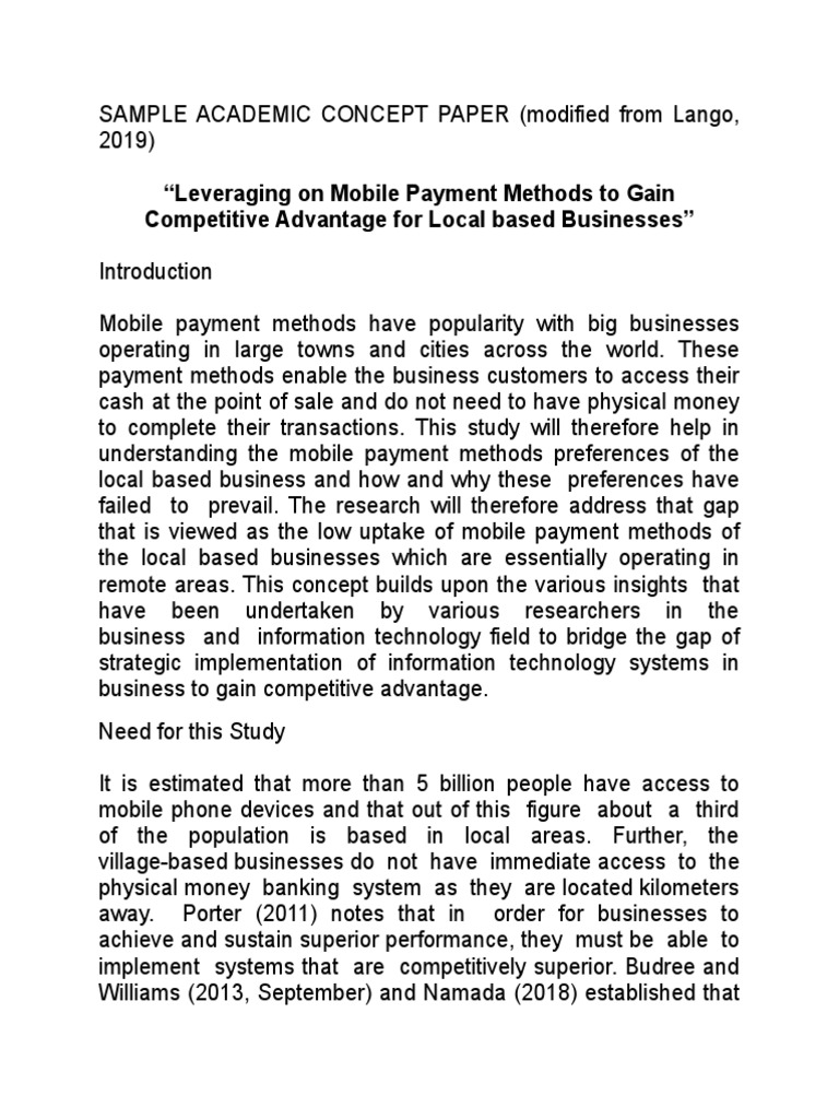 SAMPLE ACADEMIC CONCEPT PAPER PT 1 | PDF