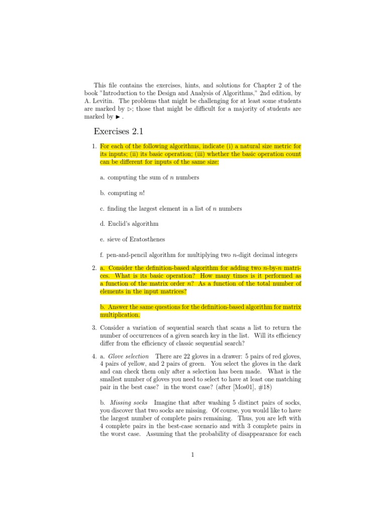 Chapter 2 of The Book "Introduction To The Design and Analysis of Algorithms," 2nd Edition | PDF ...