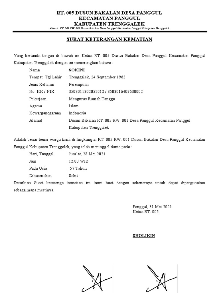 Suket Kematian RT | PDF