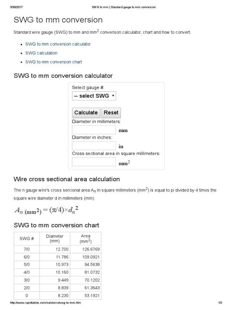SWG To MM - Standard Gauge To MM Conversion | PDF | Manufactured Goods ...