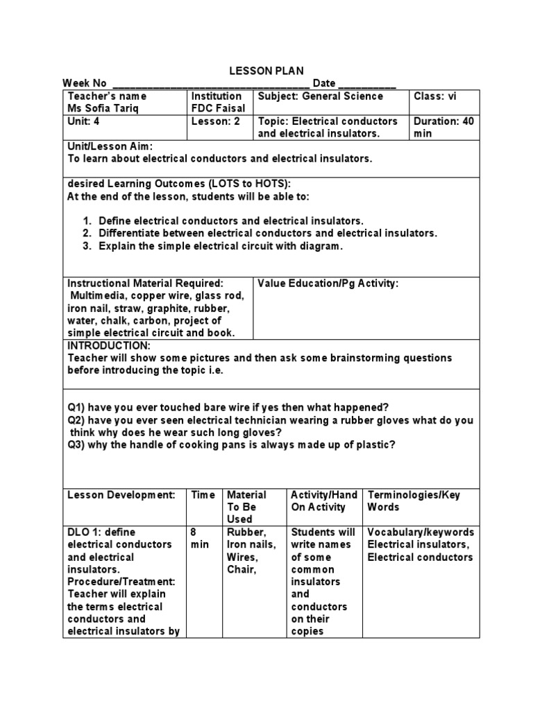 Lesson Plan Unit 4 | PDF | Chemistry | Physical Sciences
