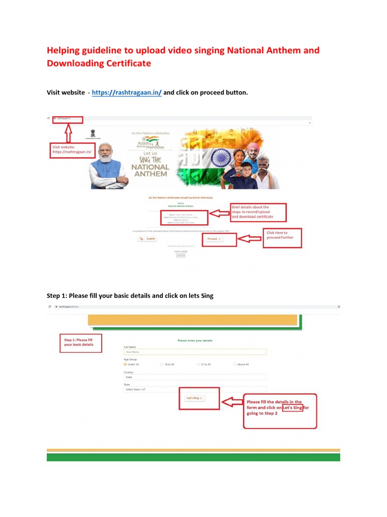 Helping Guideline To Upload Video Singing National Anthem and ...