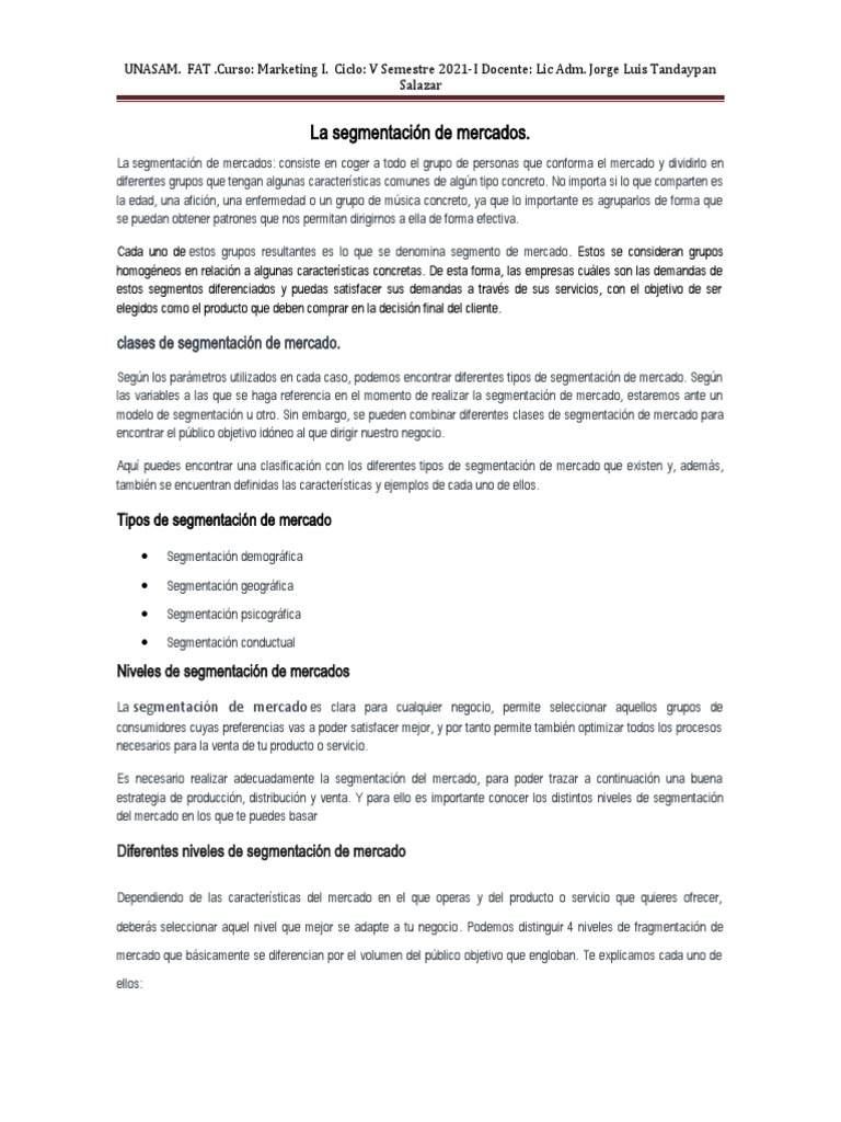 La Segmentacion de Mercados. 2021-I | Download grátis PDF | Marketing ... La Segmentacion de Mercados. 2021-I | Download grátis PDF | Marketing ...