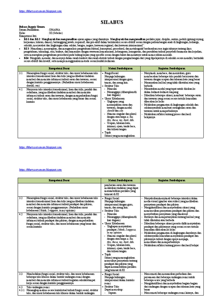 Silabus BING-11 | PDF