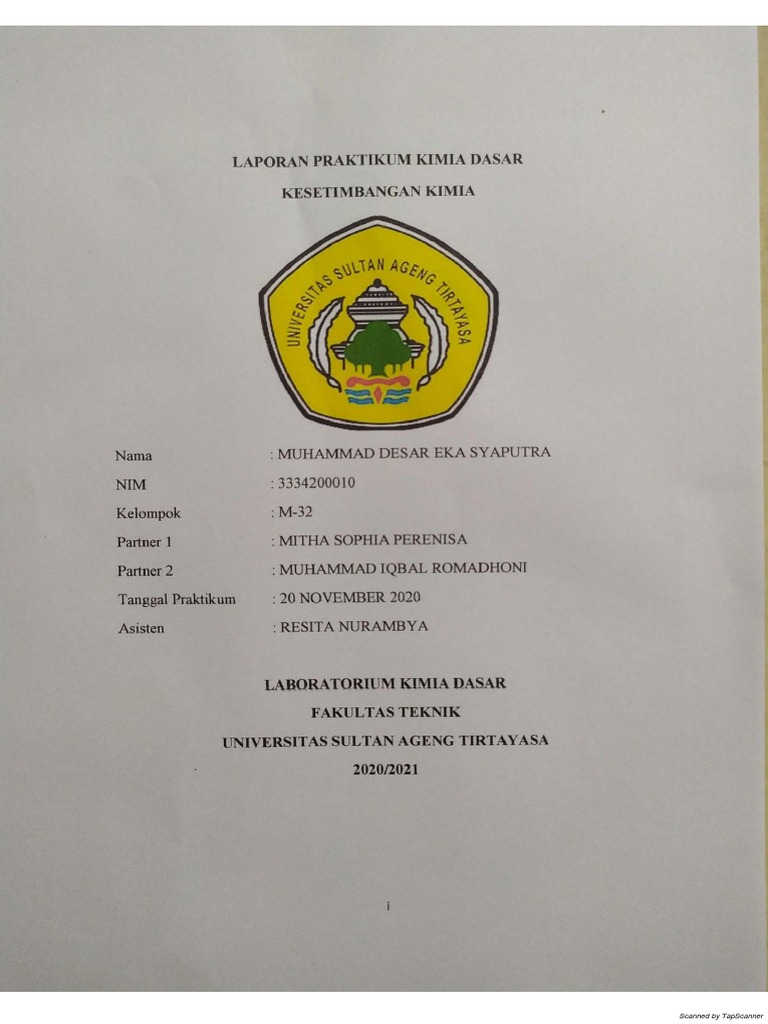 Laporan Praktikum Kimia Dasar Kesetimbangan Kimia | PDF