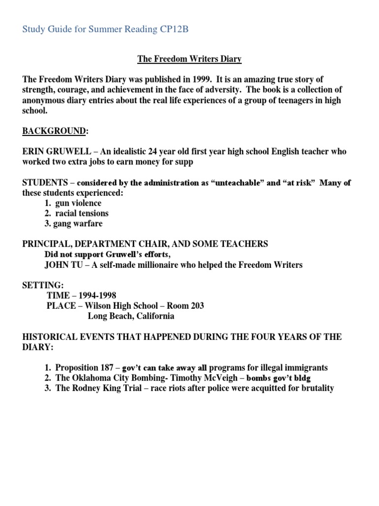 Freedom Writers Diary Study Guide | PDF | Social Science