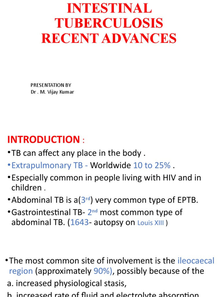 Intestinal Tuberculosis Recent Advances | PDF | Tuberculosis | Medical ...