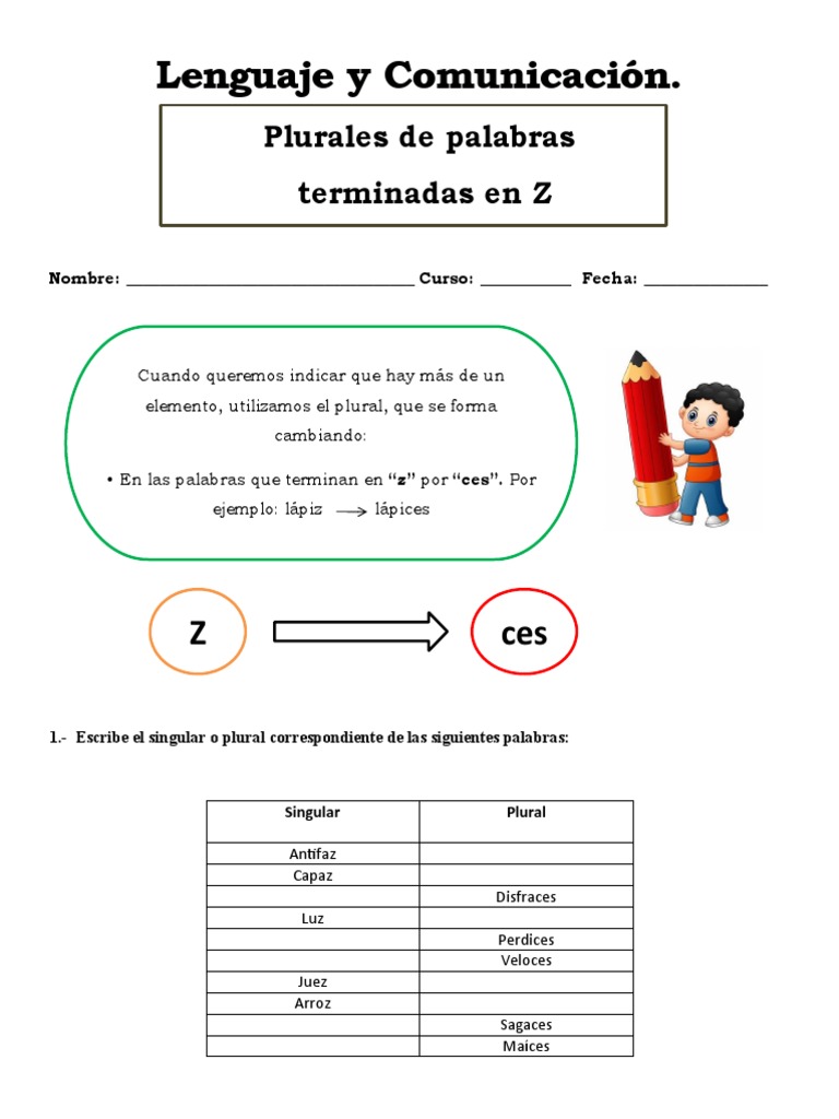 Guia Plurales de Palabras Terminadas en Z | PDF | Circo