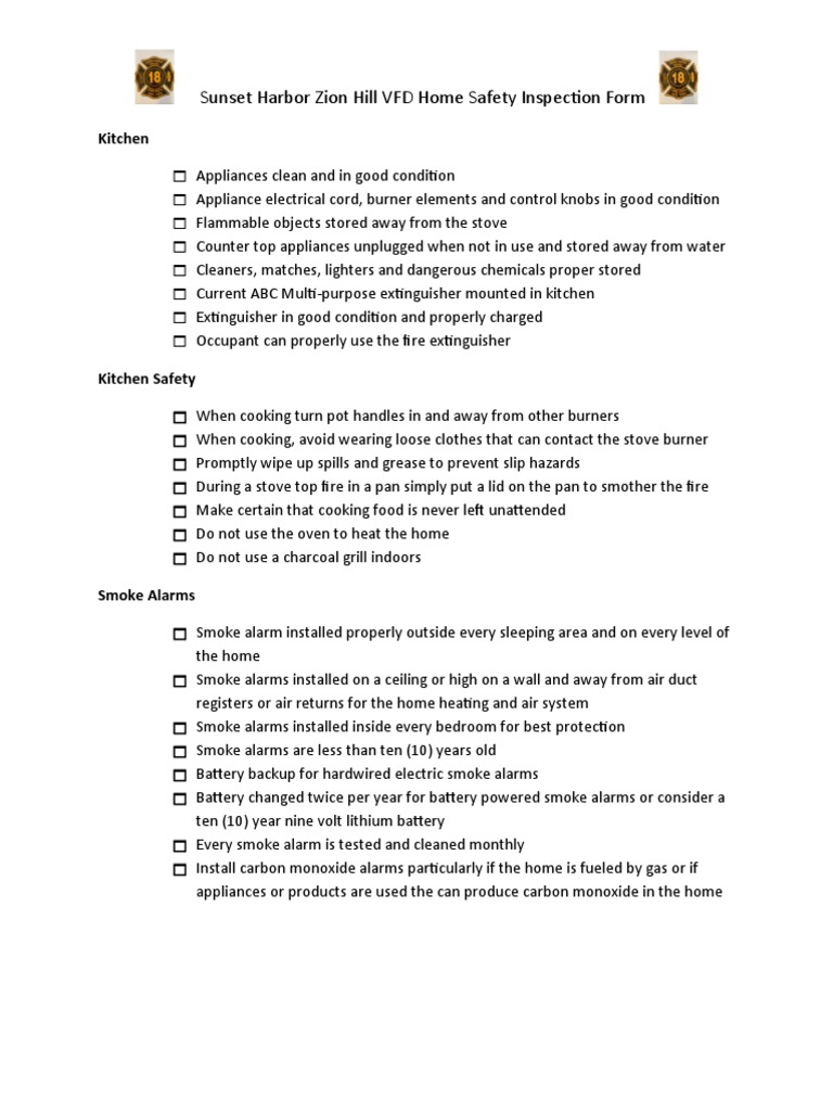 Residential Fire Safety Checklist Form | PDF | Clothes Dryer | Fires