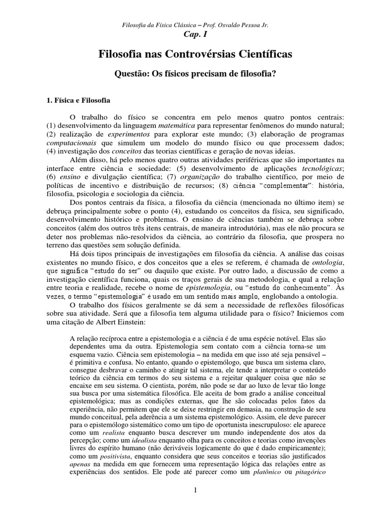 Filosofia Da Física Notas de Aula Oswaldo | PDF | Science | Física