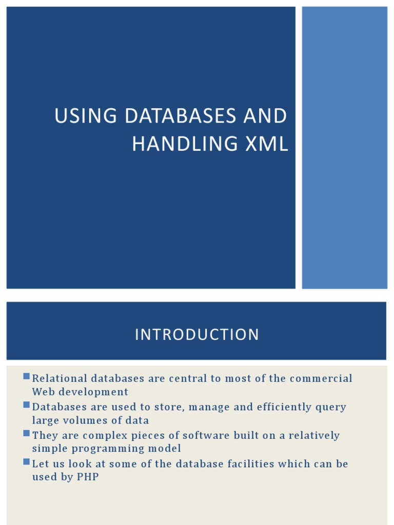 Using Databases and Handling XML | PDF | Xml | My Sql
