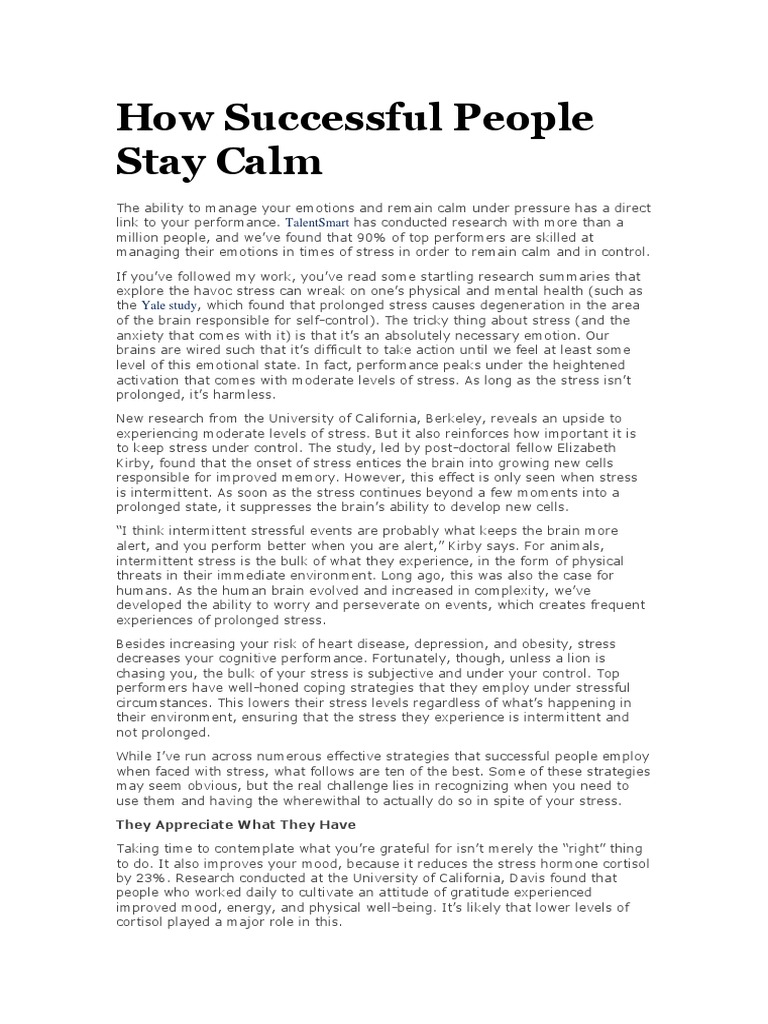 How Successful People Stay Calm | PDF | Stress (Biology) | Thought