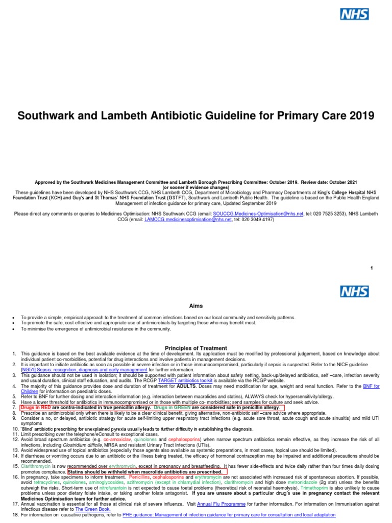 Antibiotic Guideline Final October 2019 | PDF | Urinary Tract Infection ...