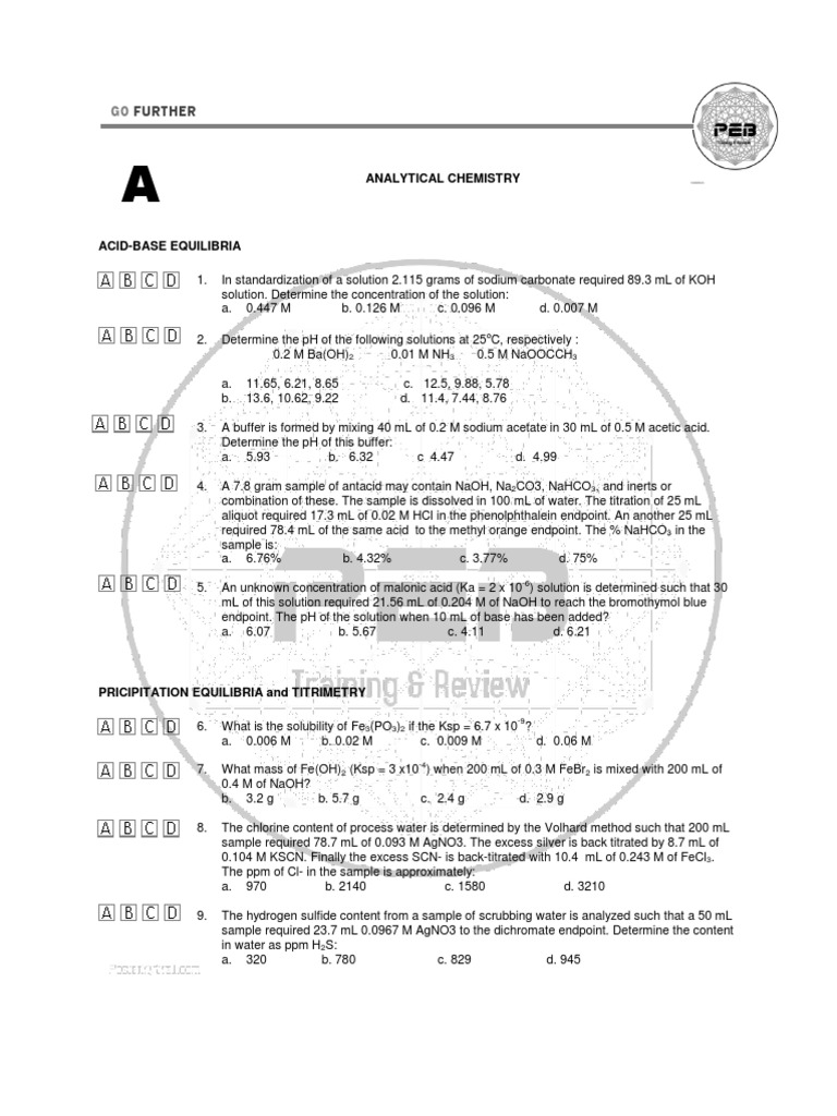 Analytical Chemistry 2021 Review Set | PDF | Chemistry | Titration