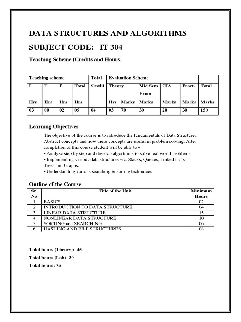 It304 Data Structures And Algorithms Pdf Computer Programming Computing