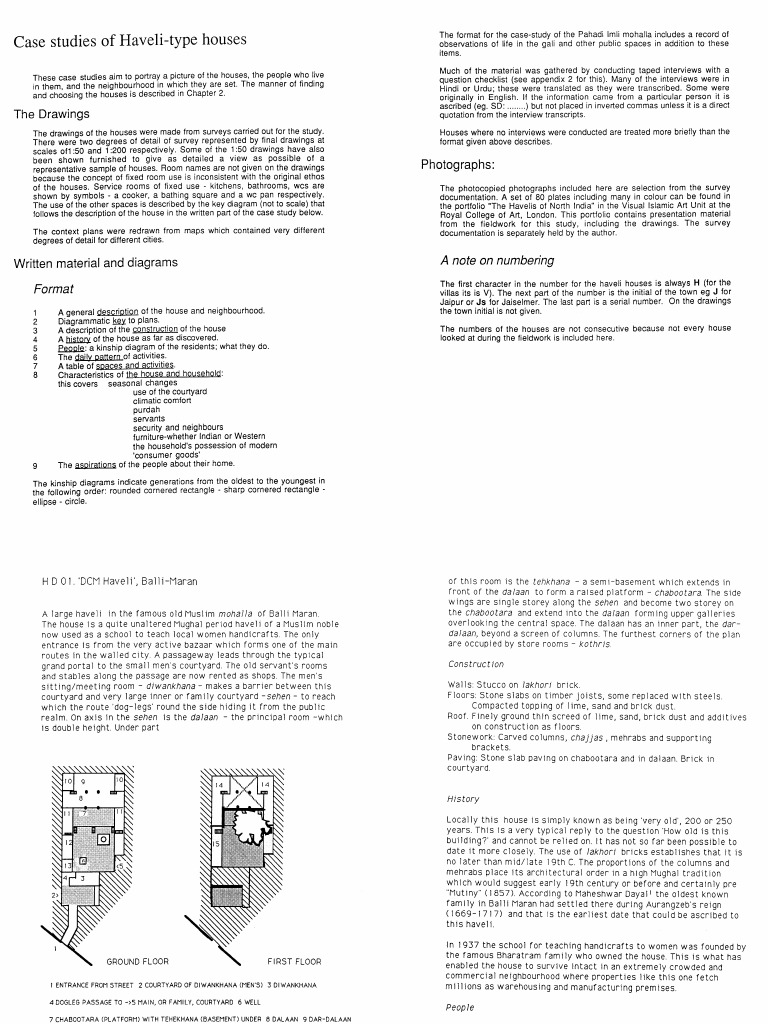 The Drawings: Case Studies of Haveli-Type Houses | PDF | Architectural ...