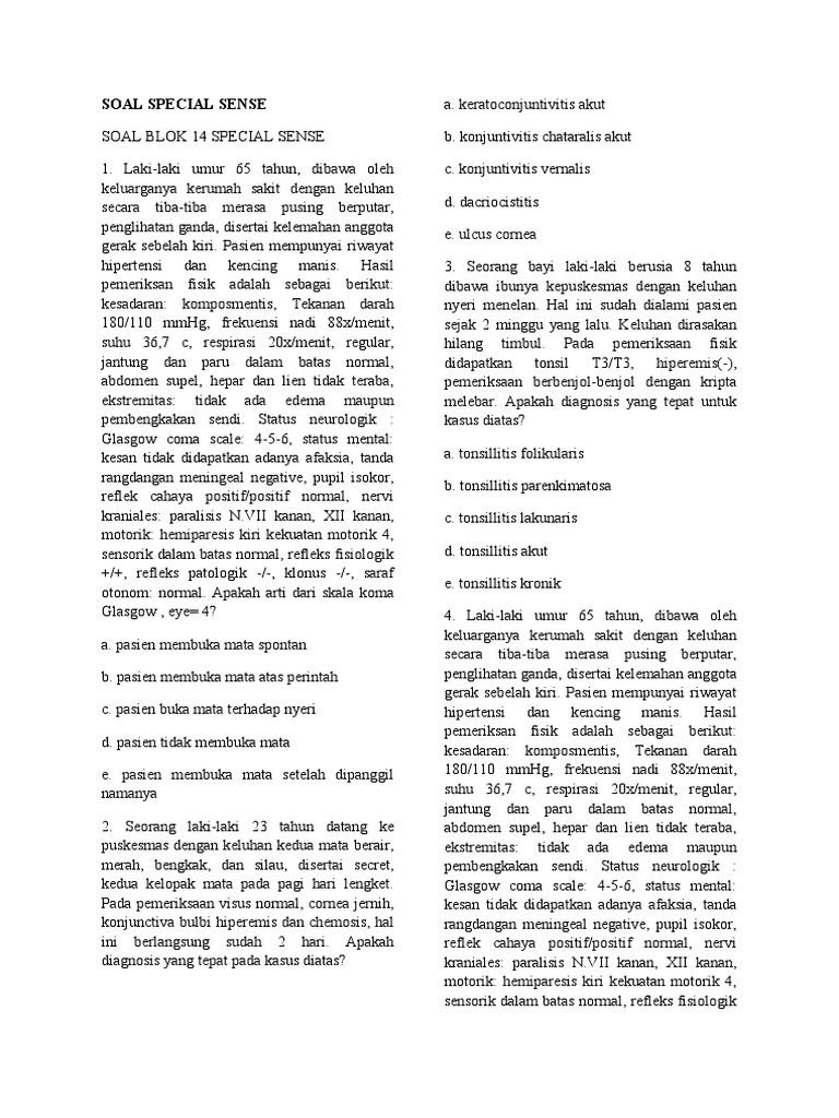 Soal Special Sense | PDF